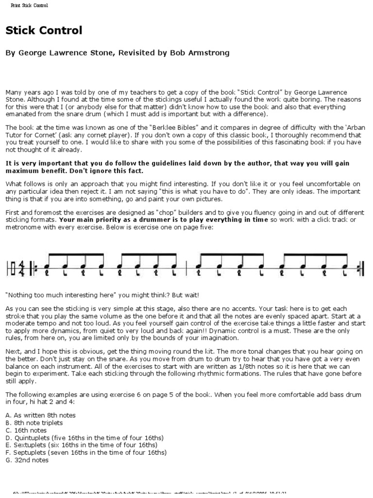 Stick Control | PDF | Rhythm And Meter | Musical Forms
