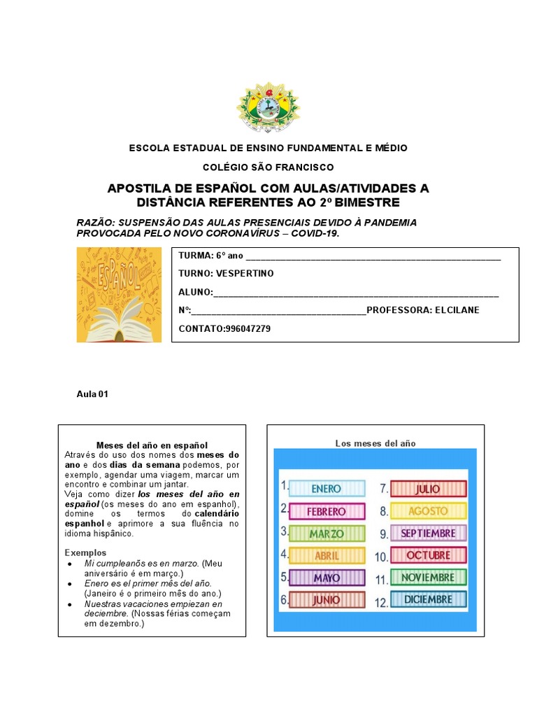 Guia de estudos sobre datas comemorativas e rotina diária em espanhol ...