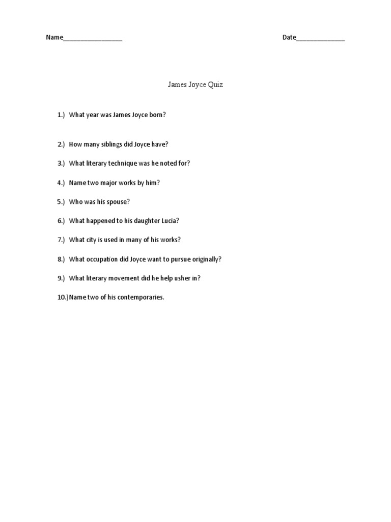 James Joyce Assessment | PDF