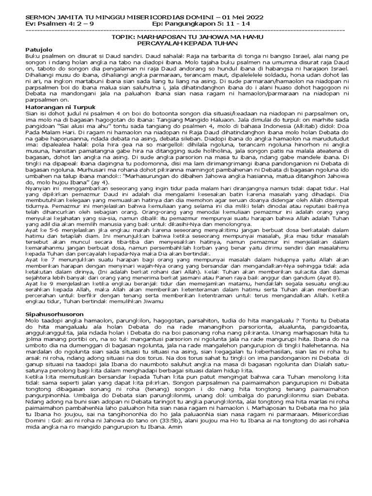 Ev 01-5-2022 Psalmen4 1-9 Parapat | PDF