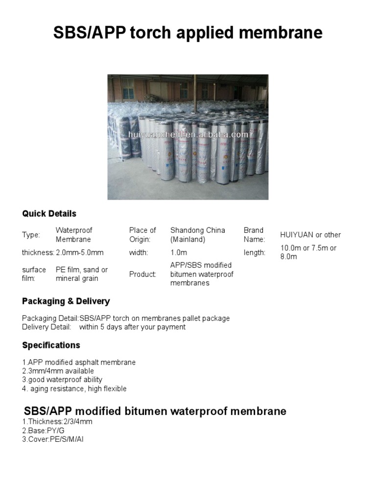 Torch Applied Waterproofing Membrane Guide | PDF | Asphalt | Fibers