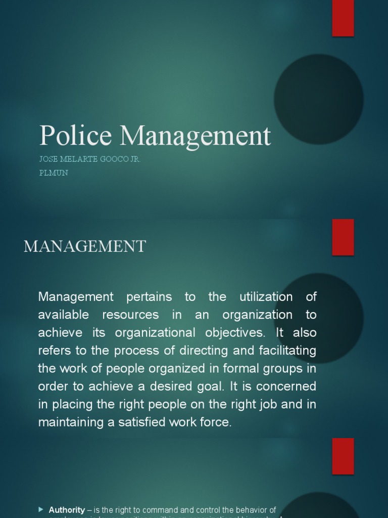 Police Management: Jose Melarte Gooco Jr. Plmun | PDF | Goal ...