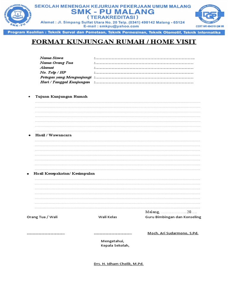 Format Kunjungan Rumah | PDF