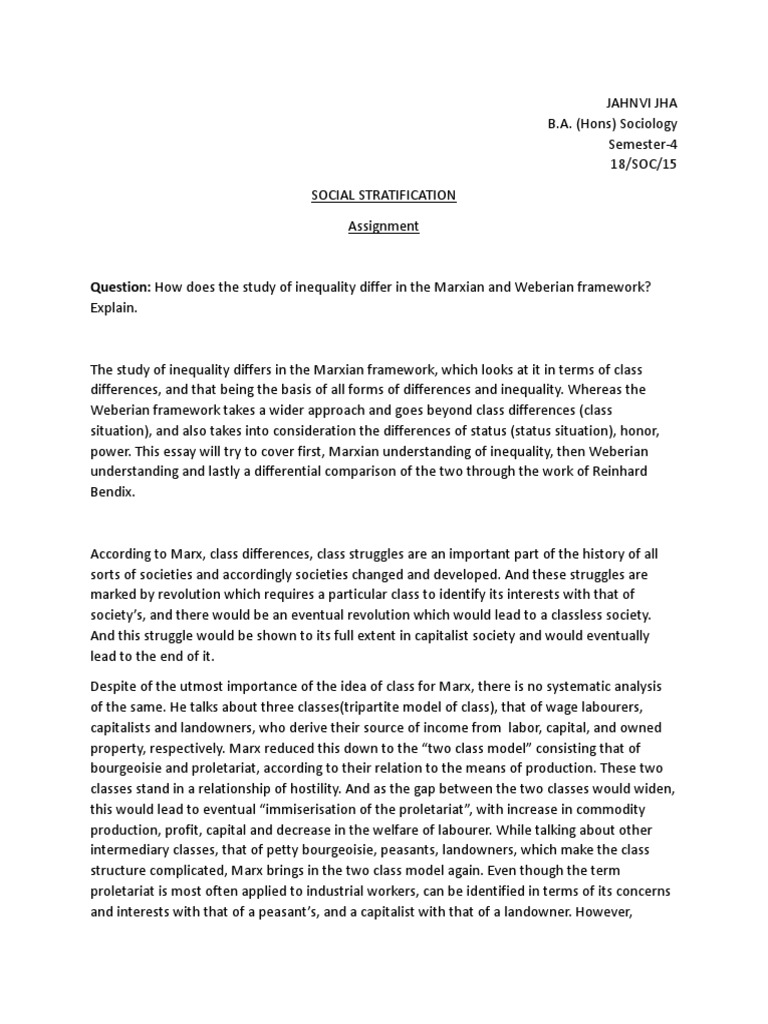 Social Stratification | PDF | Karl Marx | Max Weber