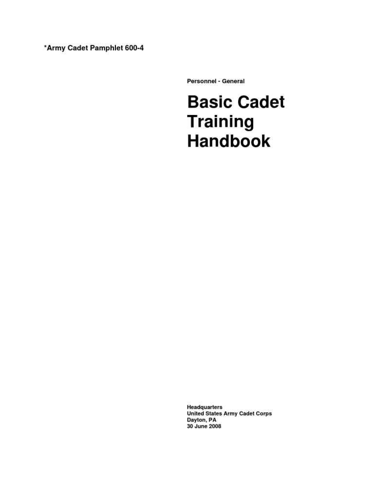 Army Cadet Basic Training Handbook | PDF | Cadet | Military Science
