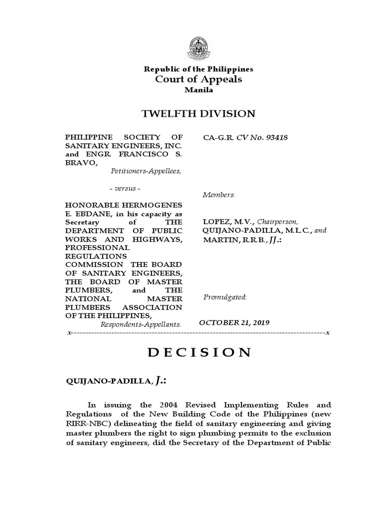 Decision: Court of Appeals Twelfth Division | PDF | Due Process Clause