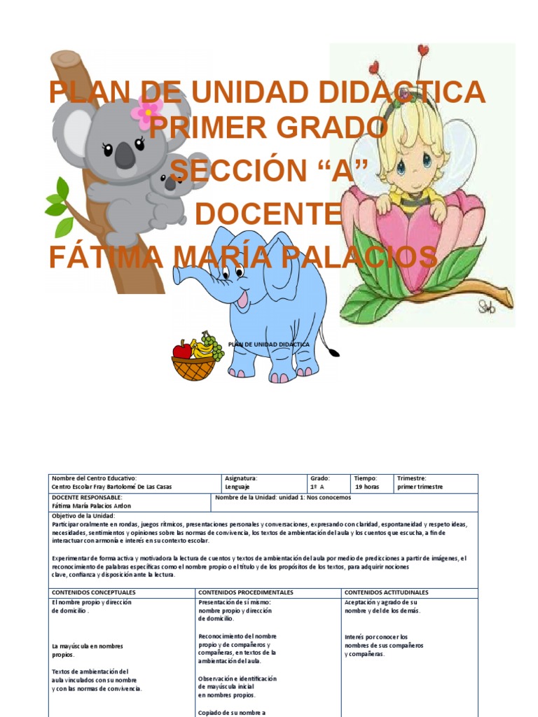 Unidad Didáctica de Lengua 1º Grado | PDF | Sílaba | Evaluación