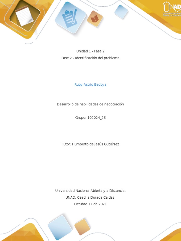 Unidad 1 Fase 2 Identificaci N Del Problema | PDF | Negociación | Business