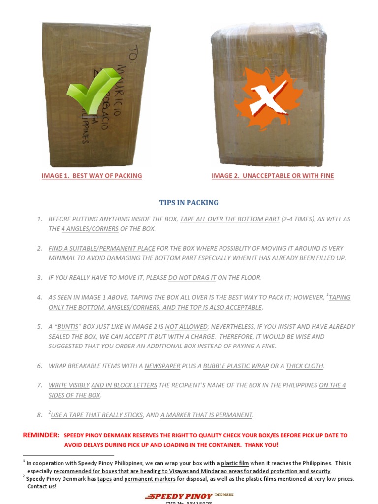 Packaging List Back | PDF