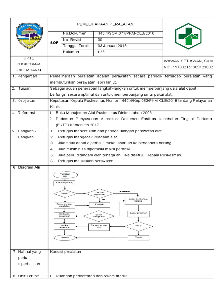 7.3.2.2 Sop Pemeliharaan Peralatan | PDF