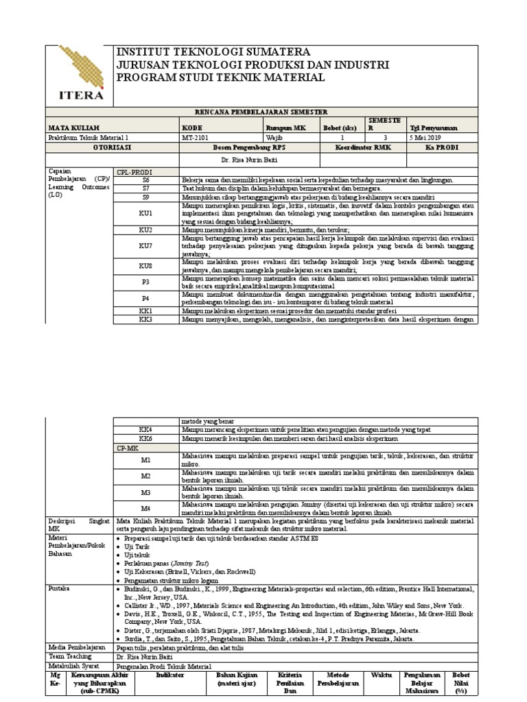 RPS Teknik Material I | PDF