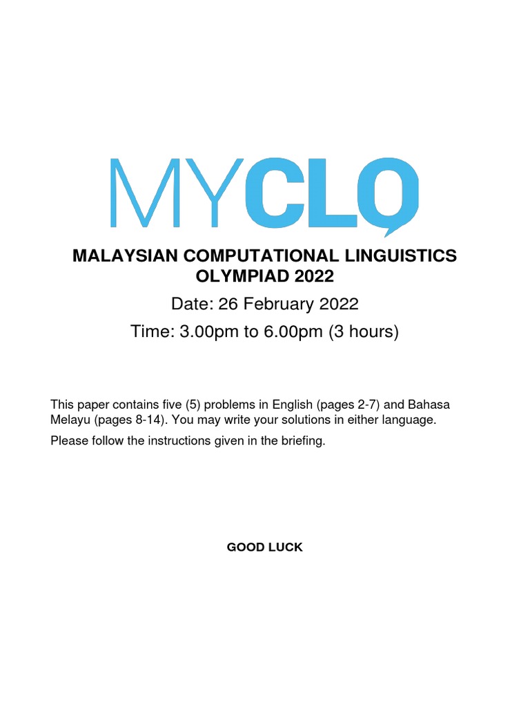 MyCLO 2022 Problems Final Version | PDF | English Language | Indonesian ...