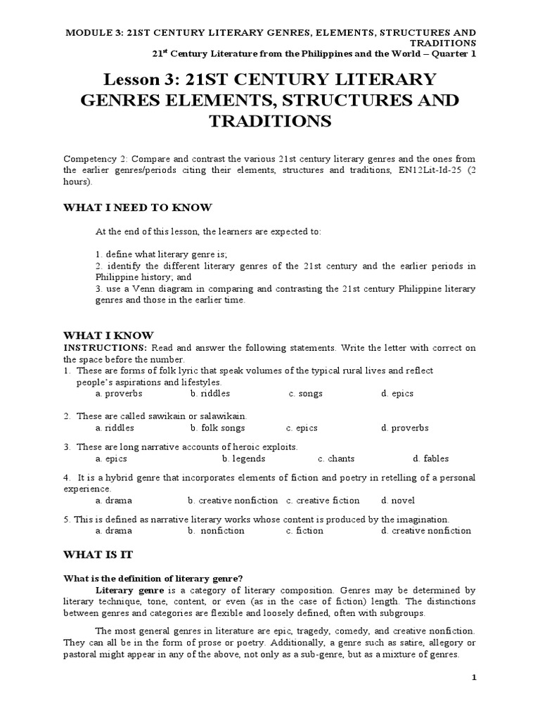 21st Century Literary Genres Overview | PDF | Poetry | Genre