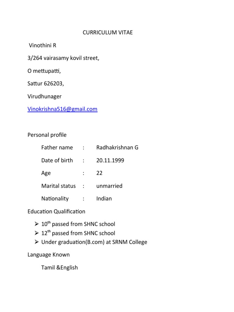 Vinothini Resume | PDF