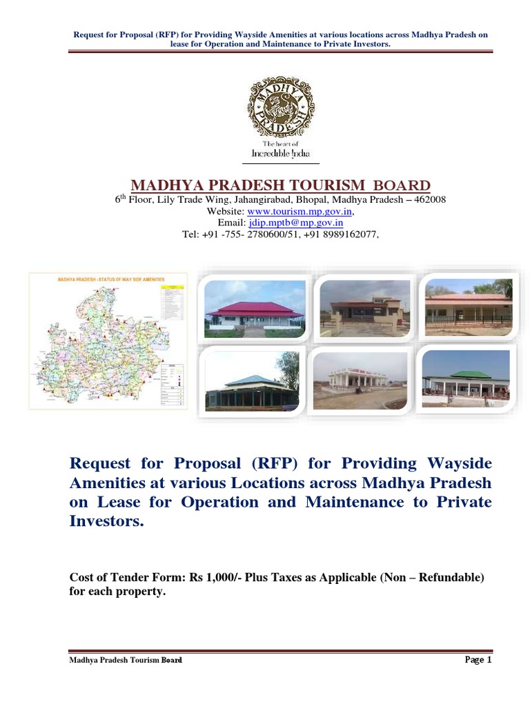 Madhya Pradesh Tourism Board | PDF | Lease | Request For Proposal