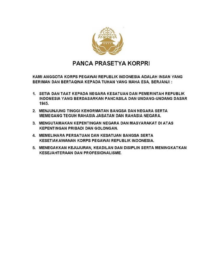 Panca Prasetya Korpri | PDF