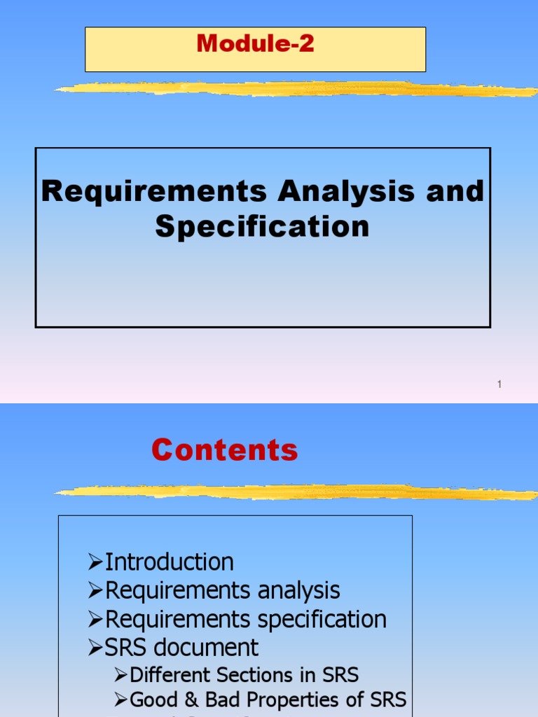 Requirements Analysis and Specification: Module-2 | Download Free PDF ...