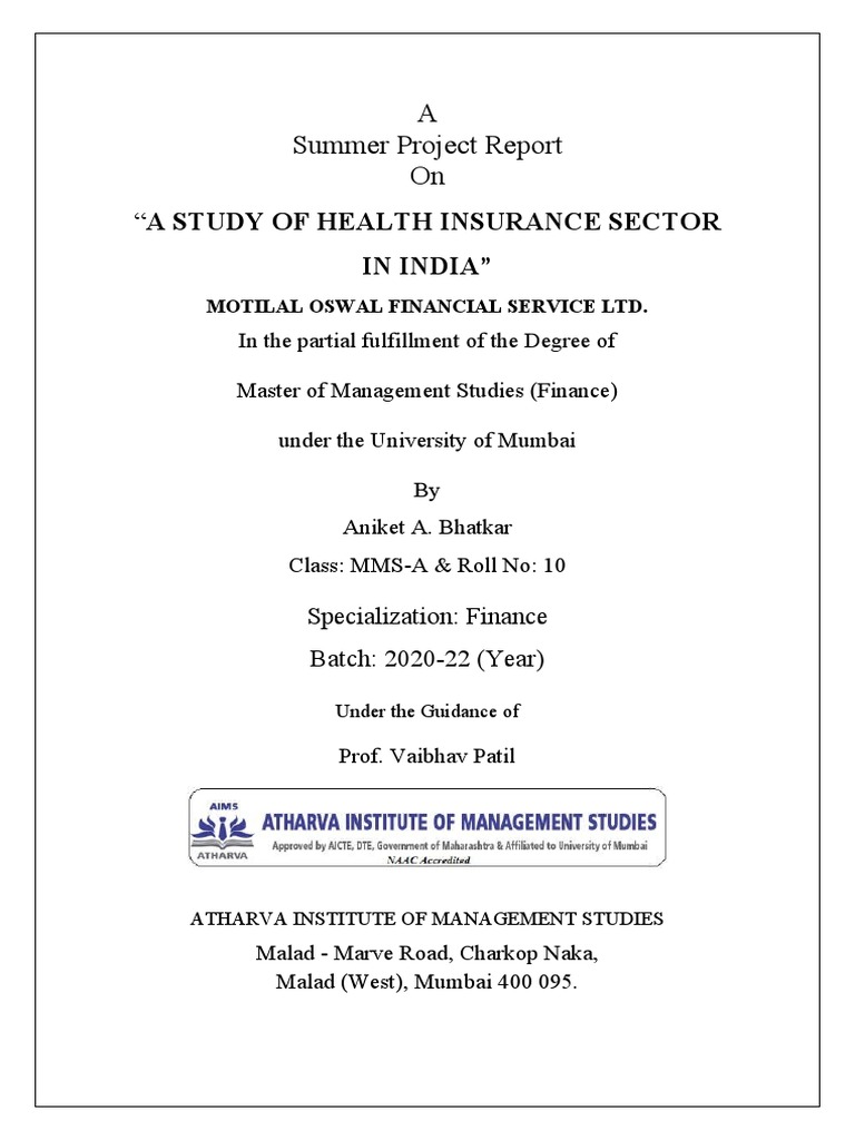 A Study of Health Insurance Sector in India | PDF | Insurance | Health Care
