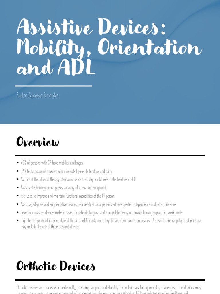 Assistive Devices Mobility Orientation and Adl | PDF | Wheelchair ...