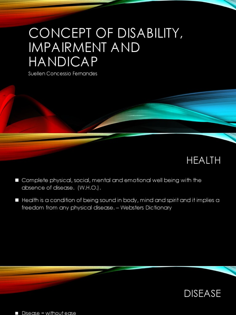 Concept of Disability, Impairment and Handicap | PDF | Disability ...