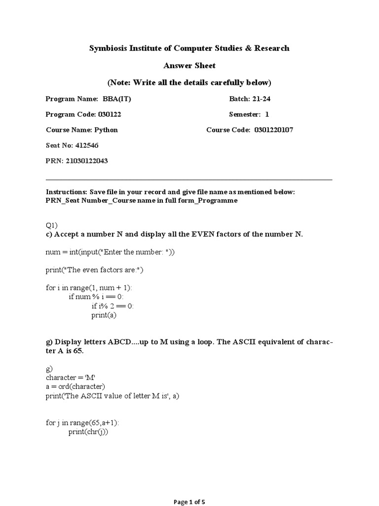 Python Programming Assignment Bba It Pdf Subroutine Parameter