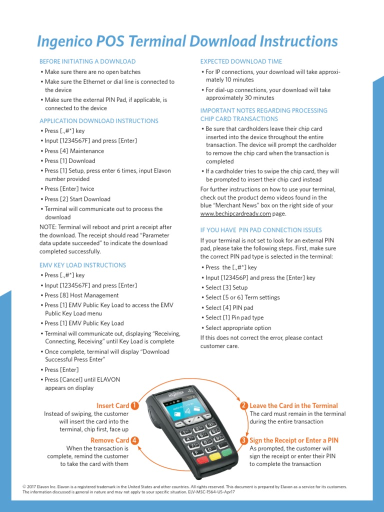 Ingenico POS Terminal Download Instructions: Before Initiating A ...
