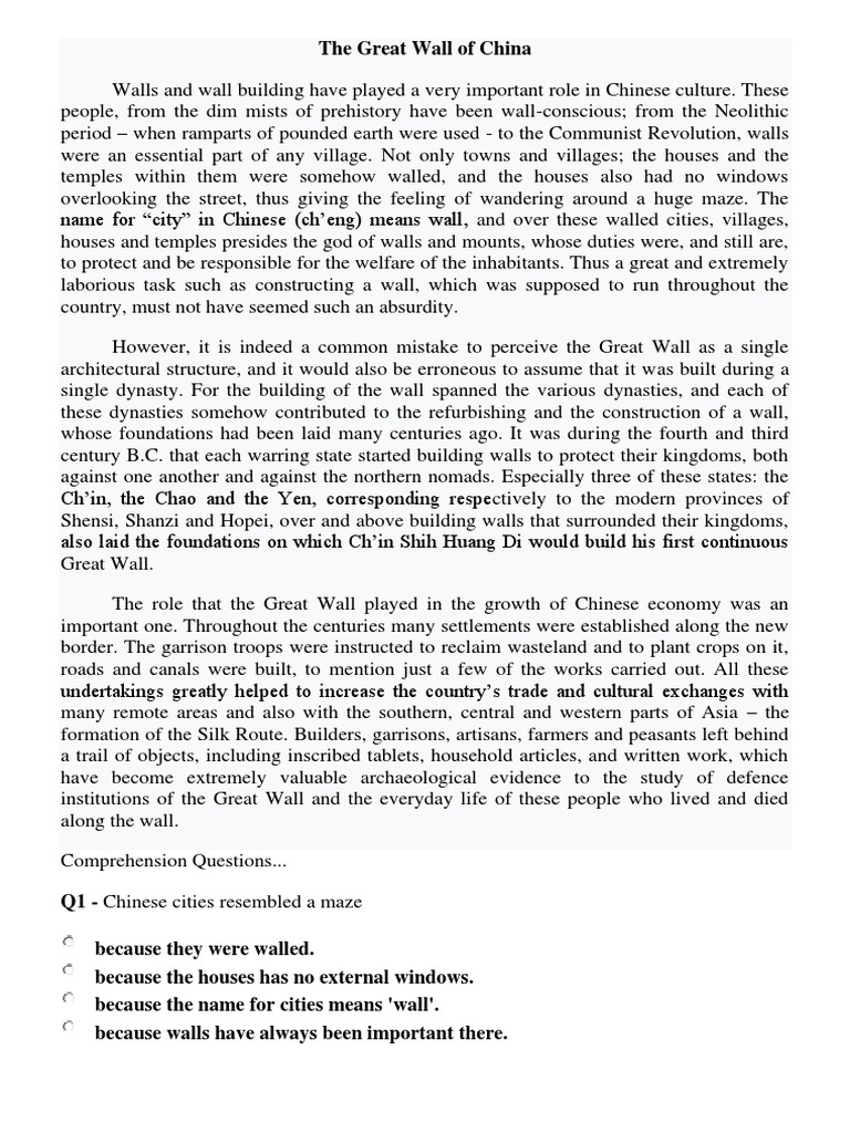 The Great Wall of China | PDF | China | World Politics