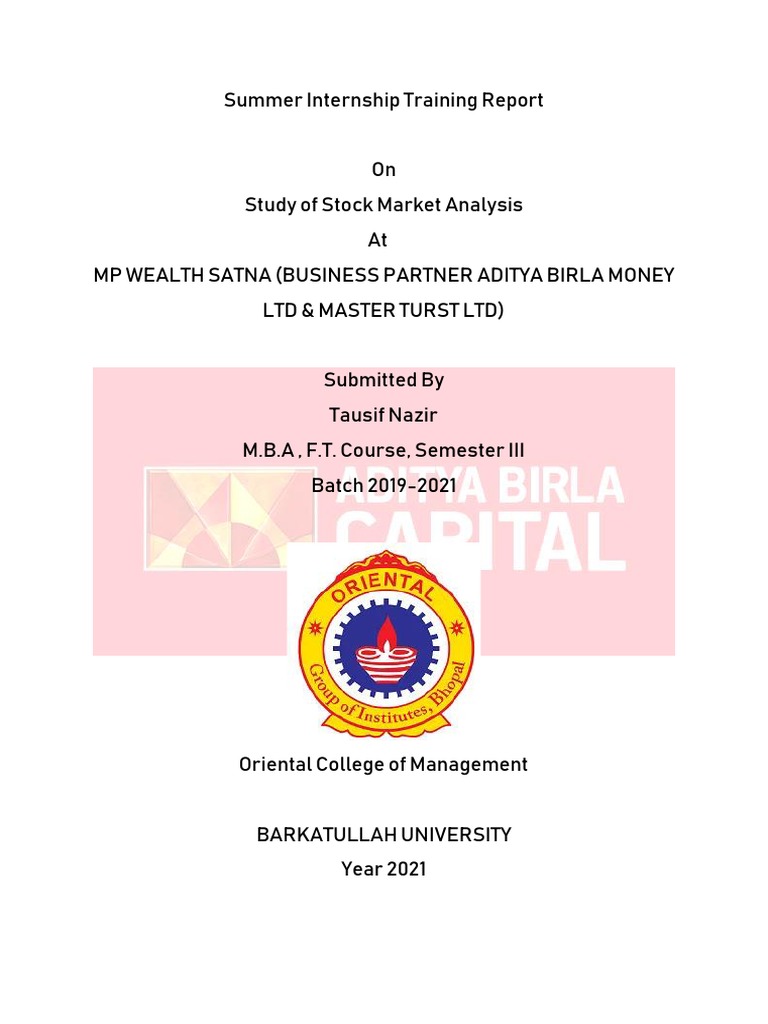 Tausif Summer Internship Training Report | PDF | Stocks | Securities ...