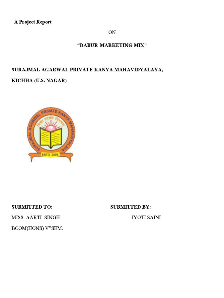 A Project Report ON DABUR MARKETING MIX | Download Free PDF | Strategic ...