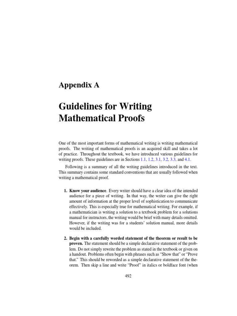 Mathematical Proof Writing Guidelines | PDF | Mathematical Proof ...