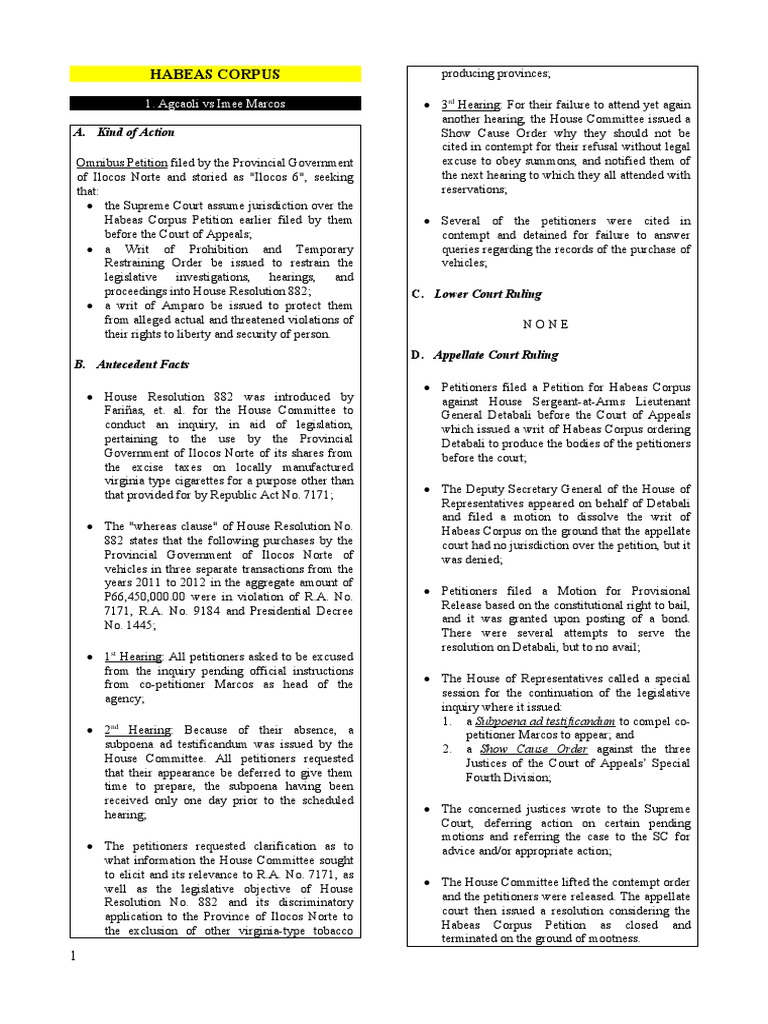 Special Writs Digested Cases - Special Proceedings | PDF | Habeas Corpus | Writ Of Prohibition