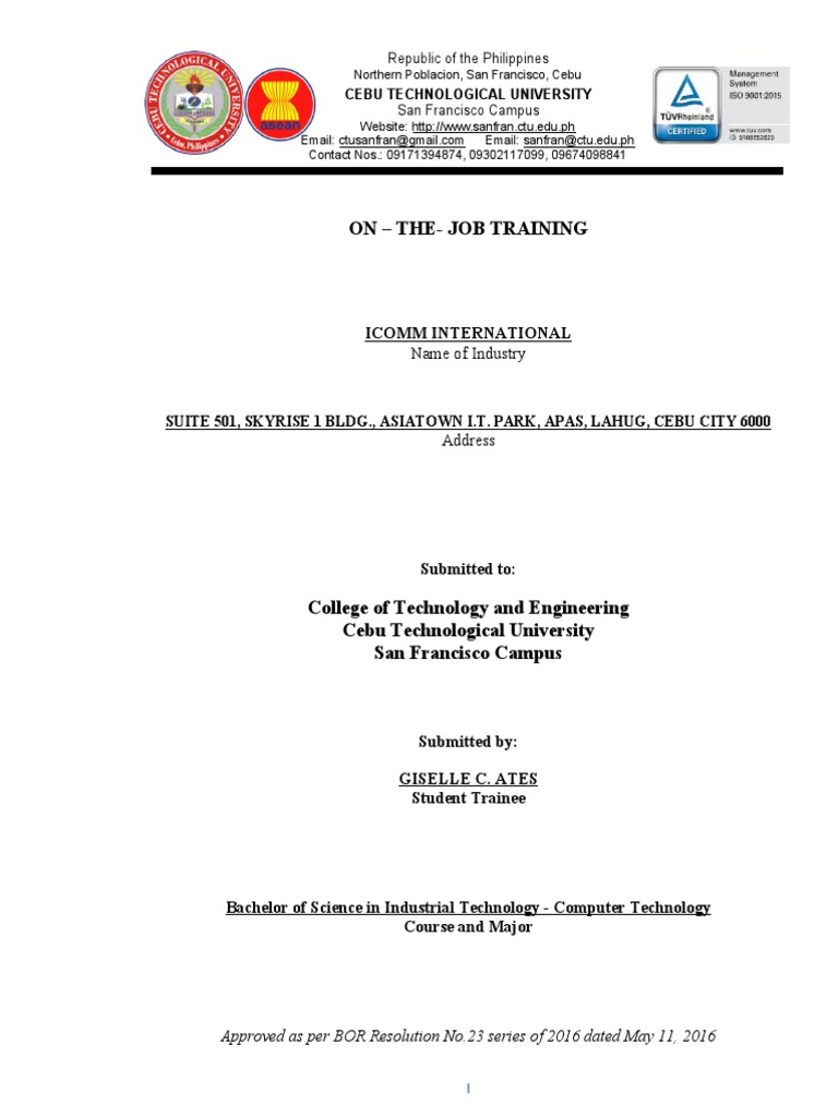 On - The-Job Training: Icomm International | PDF