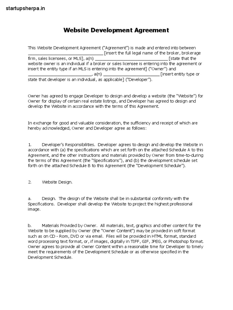 Website Development Agreement | PDF | License | Trademark