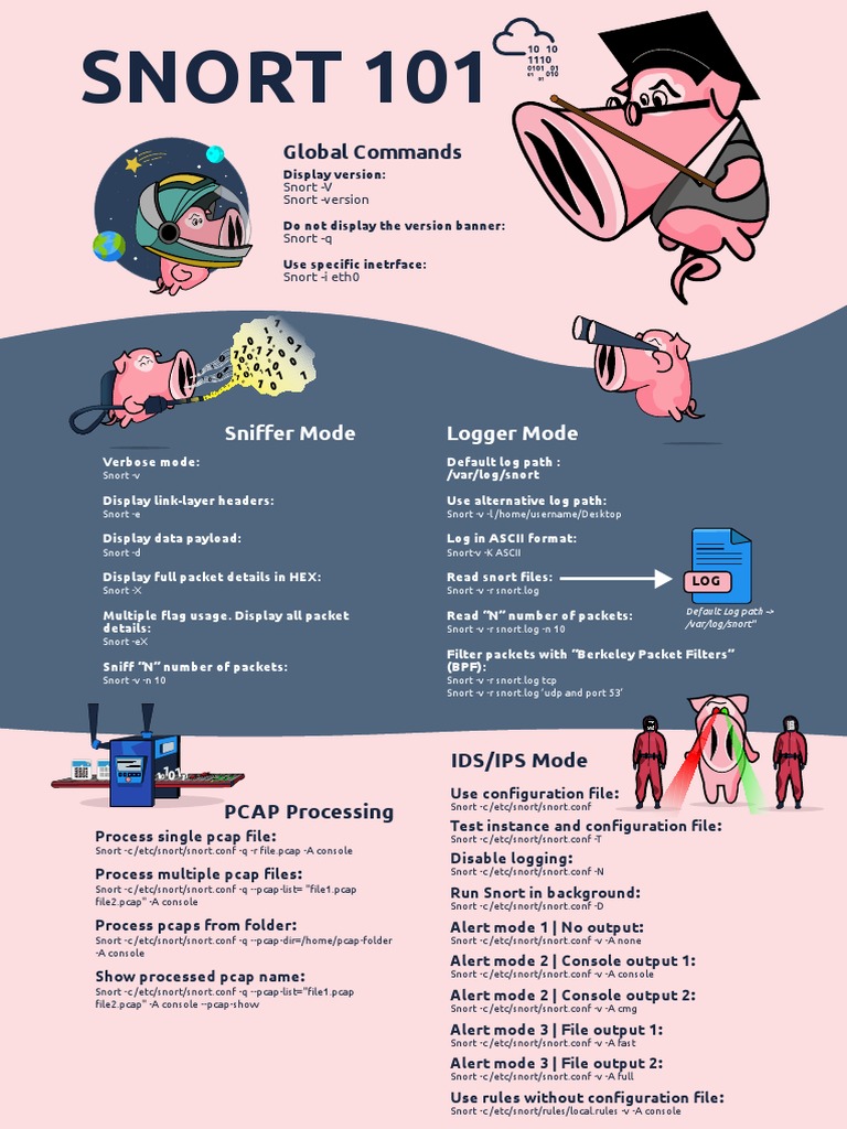 Snort Cheatsheet 1647445722 | PDF | Internet Protocols | Port (Computer Networking)