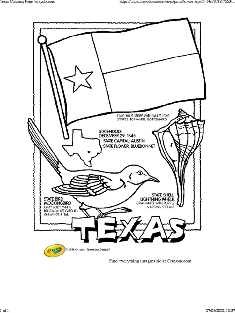 Texas Coloring Page | PDF