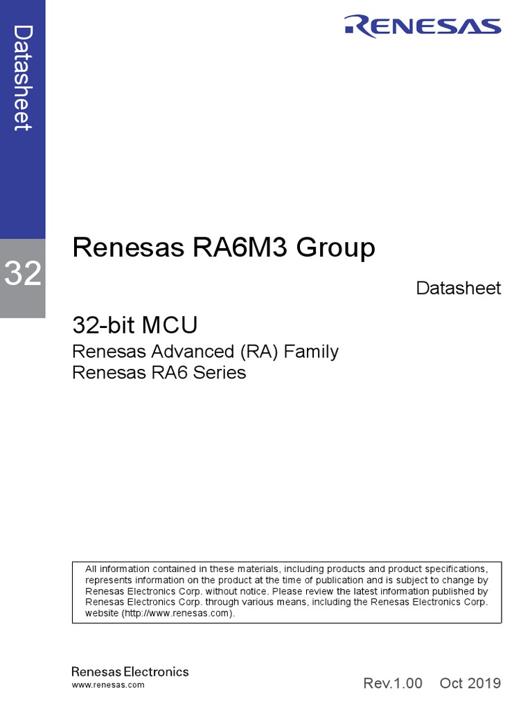 Datasheet RA6M3 MCU | PDF