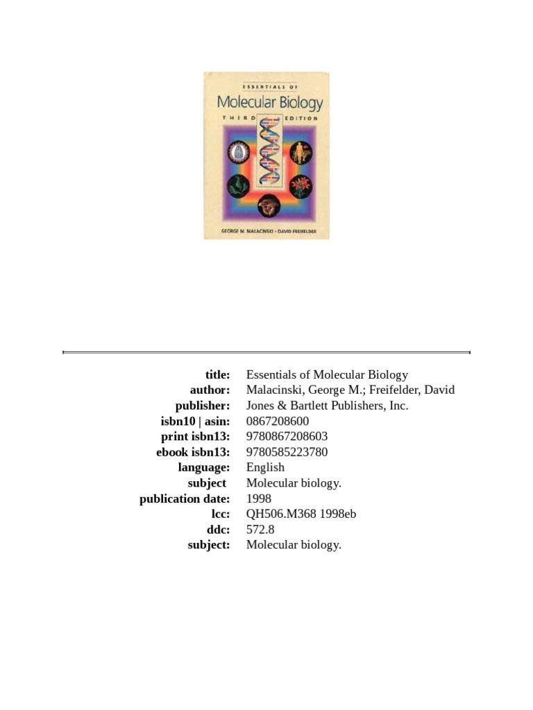Essentials of Molecular Biology | PDF | Dna | Bacteria