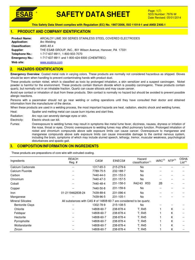 Safety Data Sheet: 1. Product and Company Identification | PDF ...