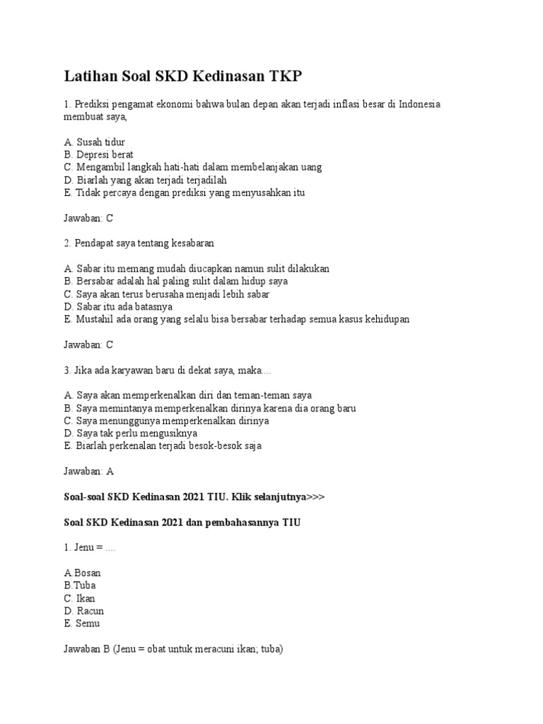 Latihan Soal SKD Kedinasan TKP | PDF
