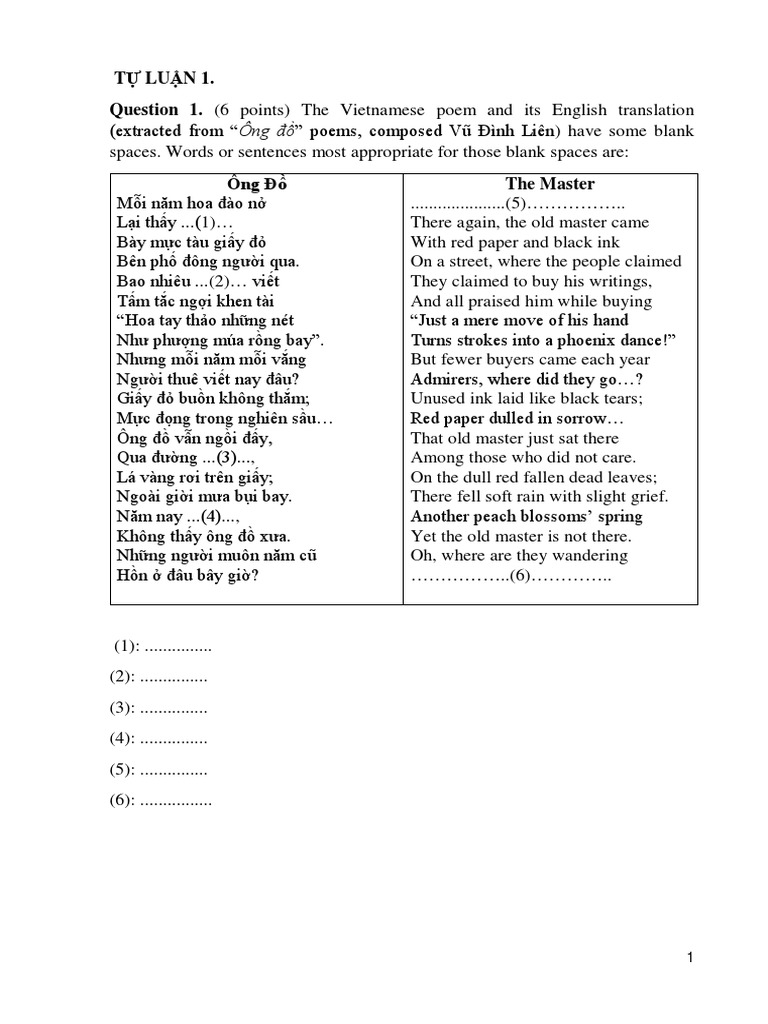 Vietnamese Poem Analysis and Translation | PDF | Hue | Vietnam