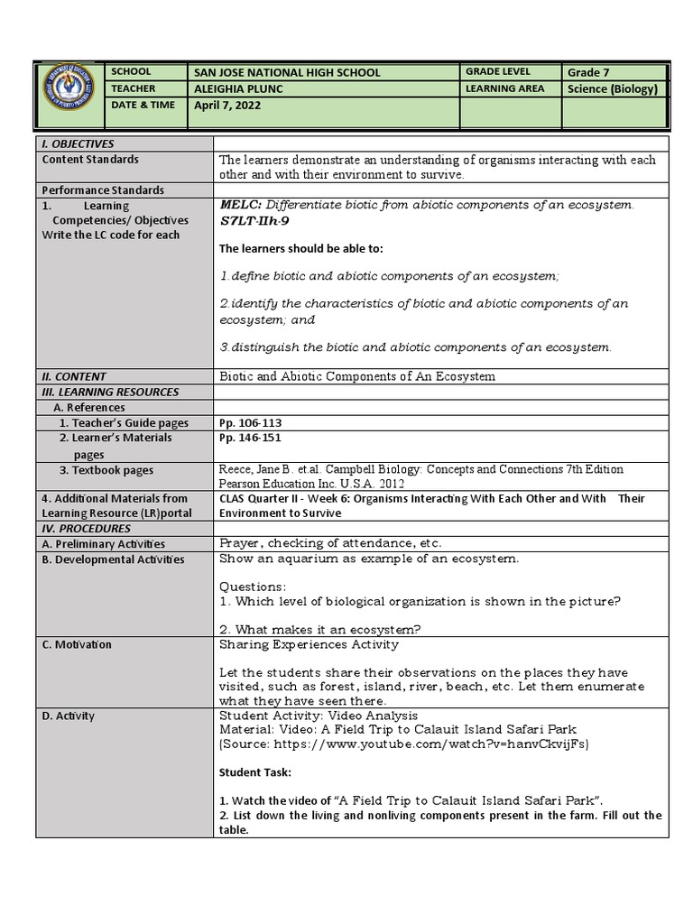 Biotic And Abiotic Components Of An Ecosystem Pdf Ecosystem Soil