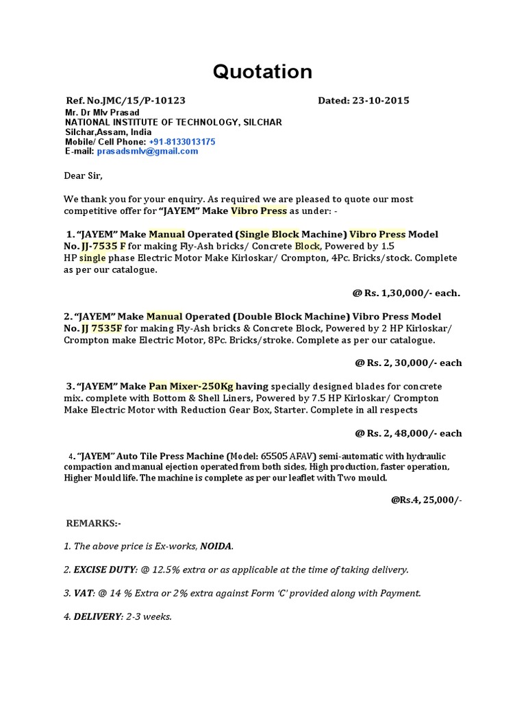 Cohi Brick Quotation | PDF