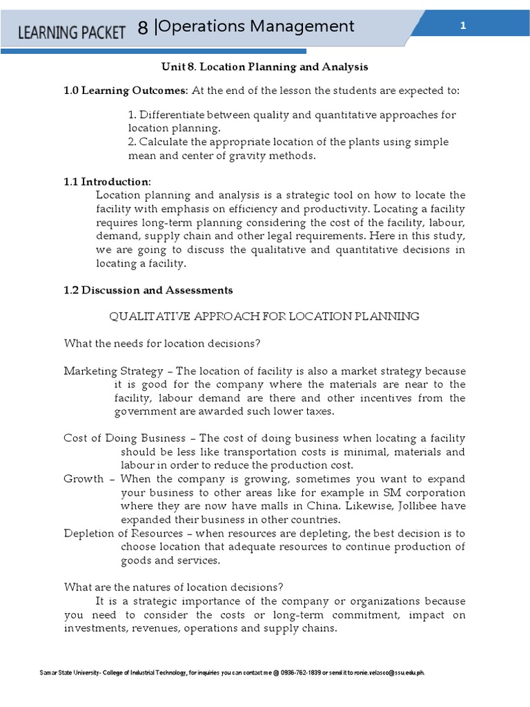 Location Planning Methods | PDF | Labour Economics | Marketing Strategy