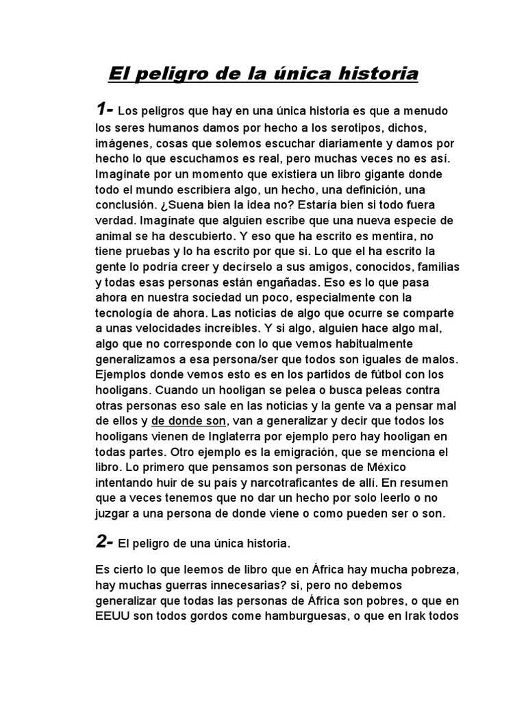 Historia Peligro | PDF | Estereotipos | Pobreza