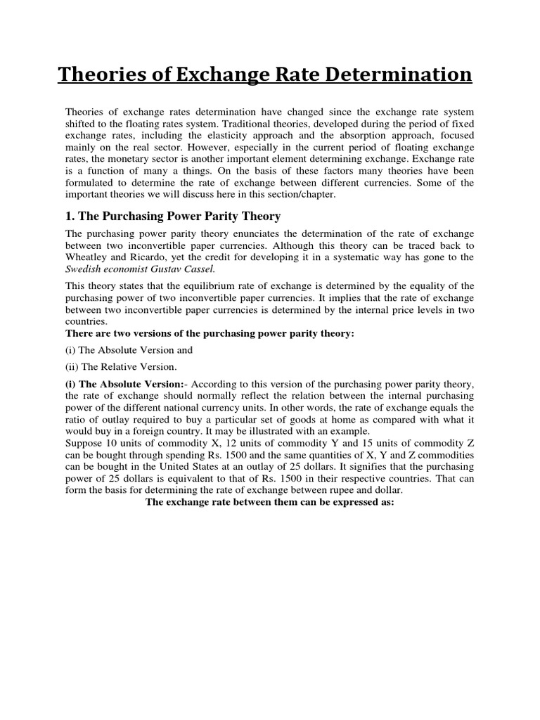 Theories of Exchange Rate Determination - Notes | PDF | Purchasing ...
