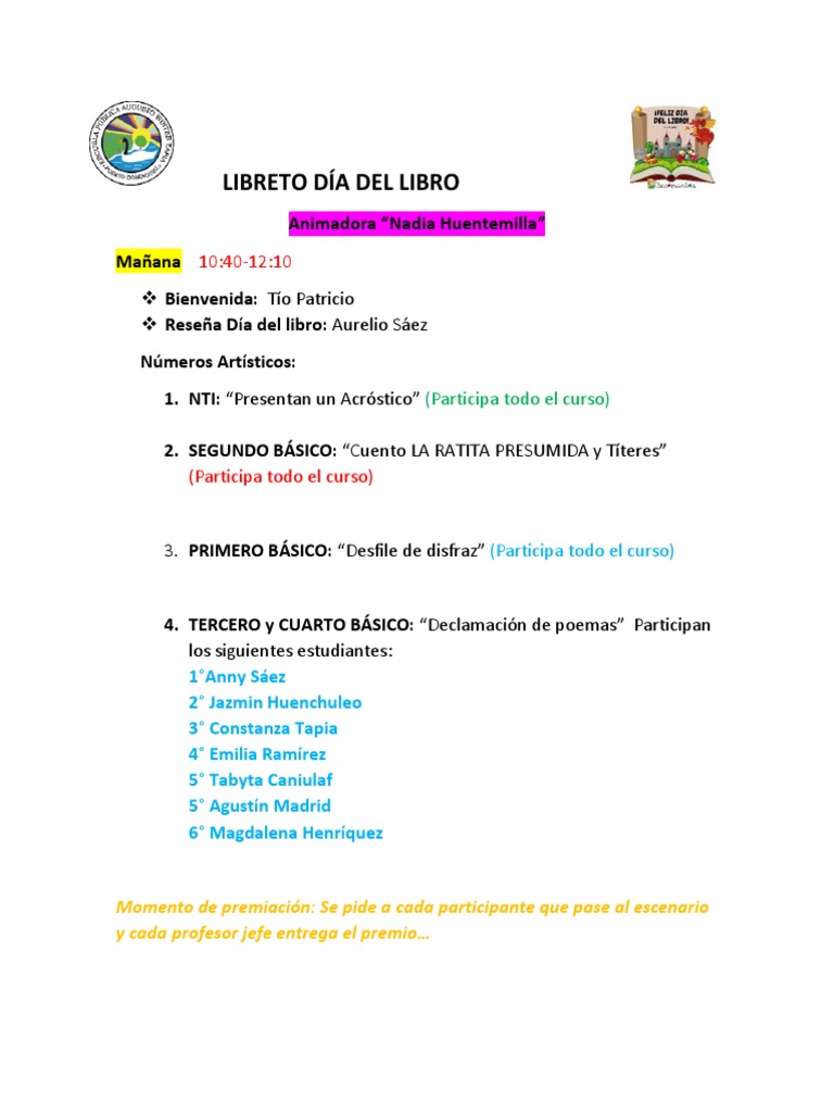 Libreto Día Del Libro | PDF