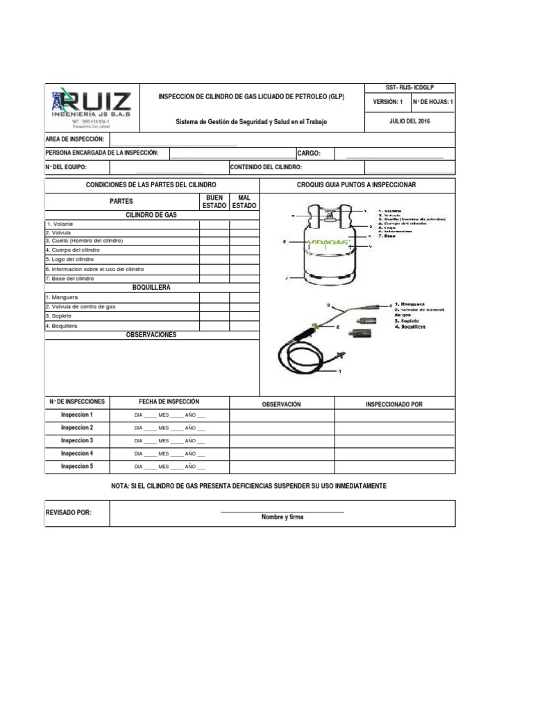 Inspeccion Cilindros de Gas | PDF