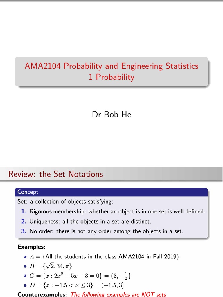 AMA2104 Probability and Engineering Statistics 1 Probability | PDF ...
