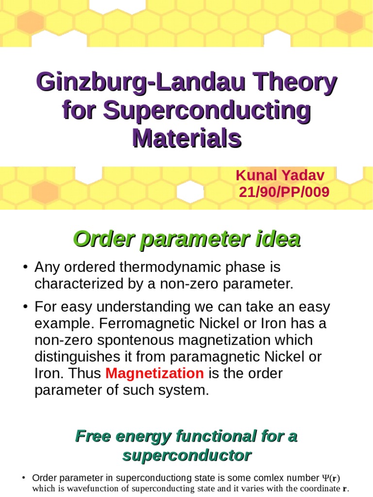 Ginzburg-Landau Theory For Superconducting Materials | PDF | Superconductivity | Phase Transition