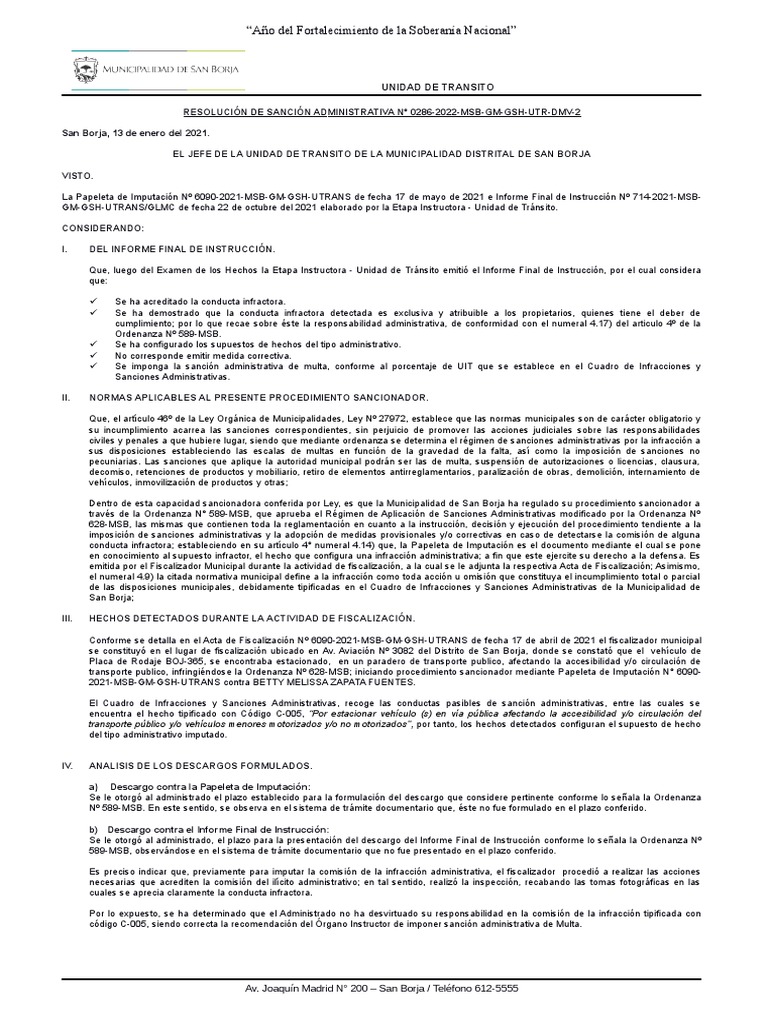 Resolucion de Sancion Administrativa | PDF Resolucion de Sancion Administrativa | PDF